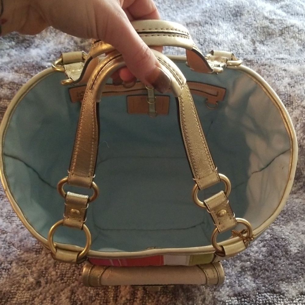 Rare Coach Straw Patchwork Basket Purse Pocketbook - Gem